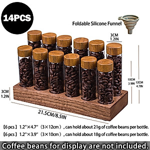 TREELF Coffee Bean Storage,Coffee Storage Container with Walnut Solid Wood Base,Coffee Bean Container,12 Tubes Single Dose with Wooden Holder(Type 2)