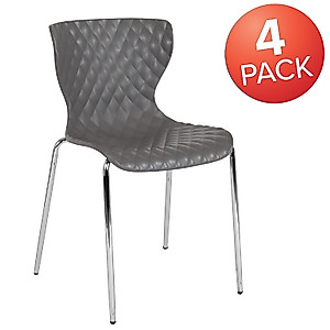 Flash Furniture 4 Pack Lowell Contemporary Design Gray Plastic Stack Chair