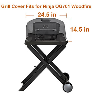 Grill Cover Fits for Ninja OG701 Woodfire Outdoor Grill, Fits Electric Ninja OG751 Woodfire Pro Smoker Portable BBQ Grill Travel-600D Heavy Duty Weather Resistant Cover