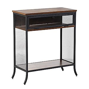 VECELO End Table Bedroom,Retro Brown, 24.7" Nightstand
