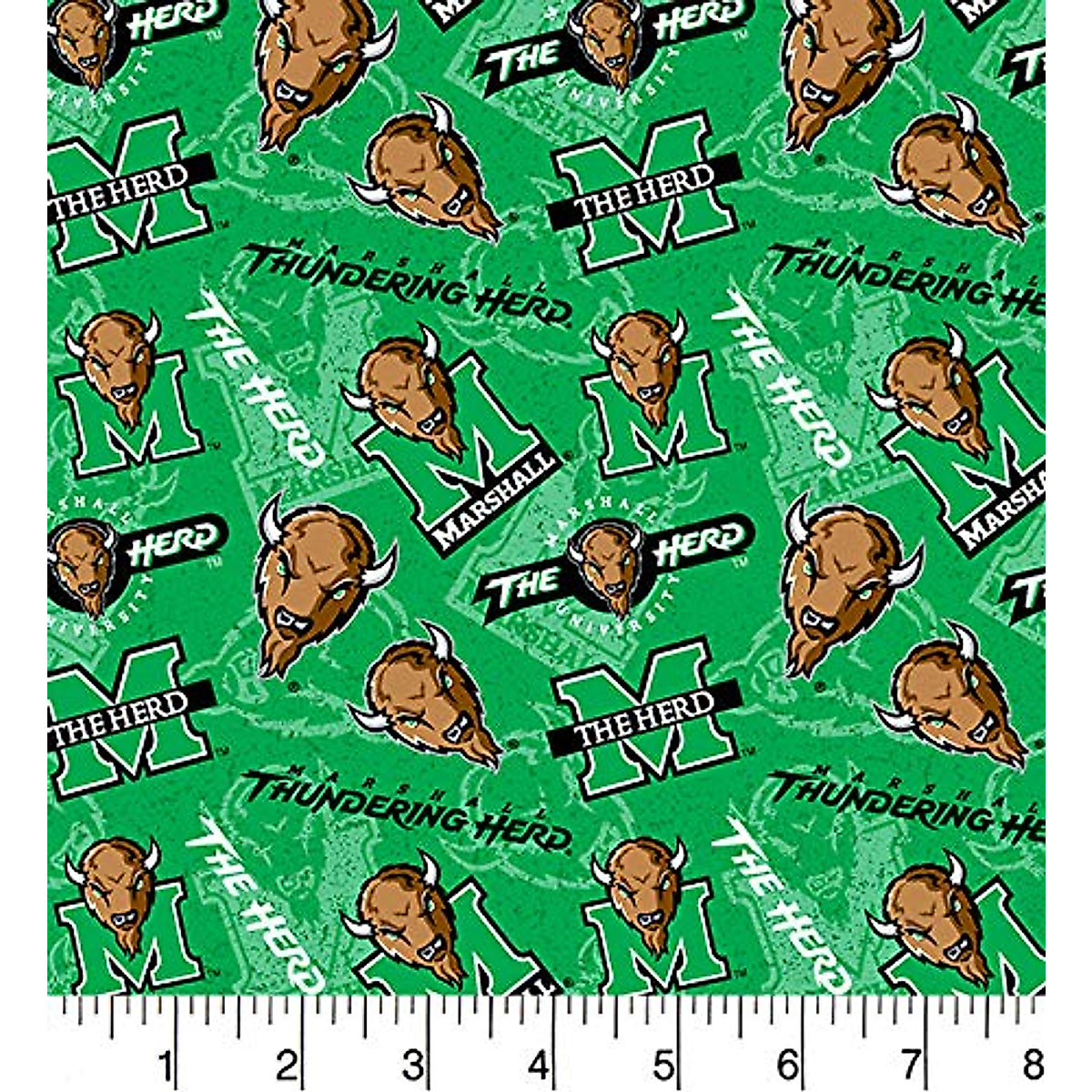 SYKEL ENTERPRISES Marshall University Cotton Fabric with New Tone ON Tone Design Newest Pattern