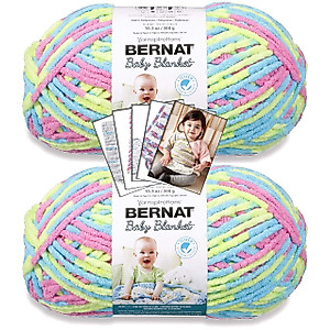 Bernat Baby Blanket Yarn - Big Ball (10.5 oz) - 2 Pack with Pattern Cards in Color (Jelly Beans)