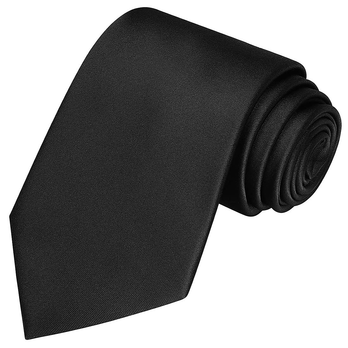 KissTies 63'' XL Black Tie Solid Satin Ties Extra Long Necktie For Big Tall Men