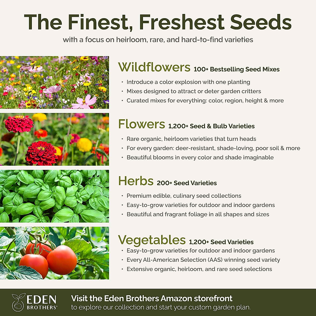 Eden Brothers Country Garden Flower Mixed Seeds for Planting, 5 lb, 2,400,000+ Seeds with Scarlet Flax, Cosmos Sensation | Attracts Pollinators, Plant in Spring or Fall, Zones 3, 4, 5, 6, 7, 8, 9, 10