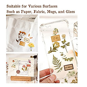 Vintage Rub on Transfers Stickers, 4 Pack Transfer Stickers Flowers Scrapbooking Stickers for Paper, Fabric, Mugs, Junk Journals, Bullet Journals, Scrapbooking Materials, Planners, Wedding Scrapbook