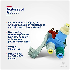 ForeverPRO W10408179 Water Inlet Valve for Whirlpool Refrigerator 4389177 2304757 1938614 2186486