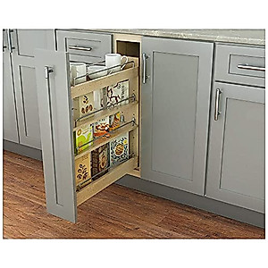 Hardware Resources 3" Dead-Space Base Cabinet Filler Pullout with No Wiggle Technology to Eliminate Rocking and Sagging. End-of-Cabinet Filler Space pullout White Birch