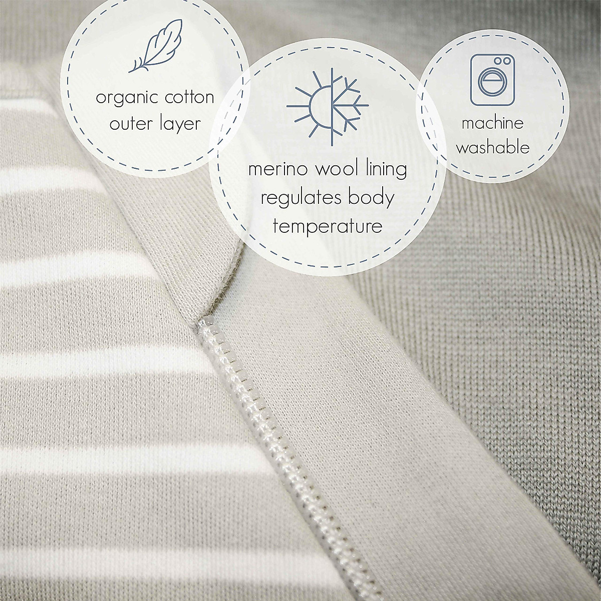 Woolino 4 Season Basic Baby Sleep Bag - Merino Wool and Organic Cotton - Two-Way Zipper Newborn Sleeping Sack - Infant Wearable Blanket - 0-6 Months - Stars