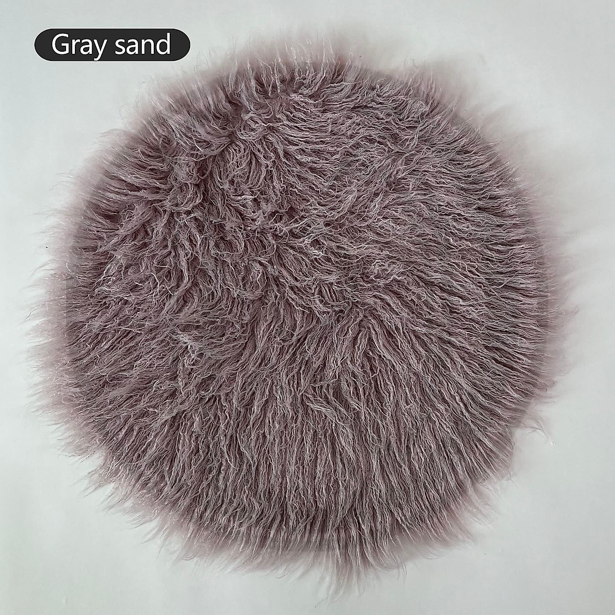 Baby Photo Props Faux Fur Round 23.6 inch Soft Baby Boy Girl Photo Blanket Studio Photo M Grey Sand
