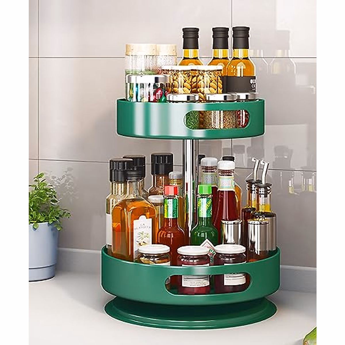 2 Tier Lazy Susan Organizer for Kitchen,Turntable for Cabinet,Turntable Organizer for Cabinet Pantry Table Organization