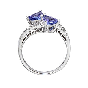 Gin & Grace 10K White Gold Genuine Tanzanite Ring with Diamonds for women | Ethically, authentically & organically sourced (Trillion-cut) shaped Tanzanite hand-crafted jewelry for her