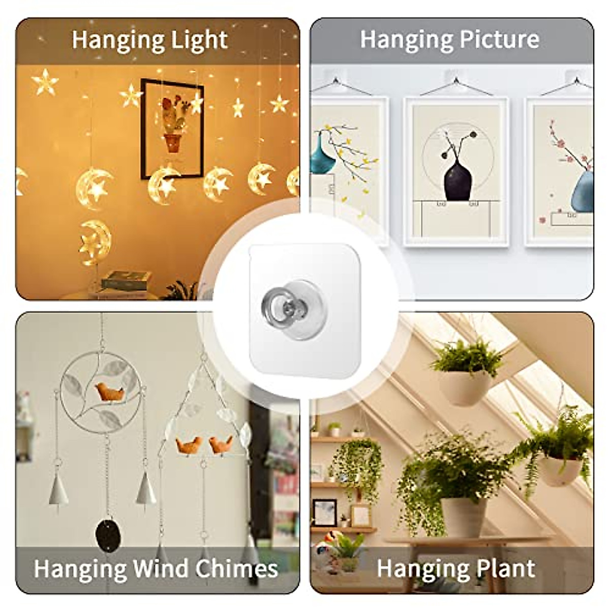 Ceiling Hooks, Practical Wall Hanging Auxiliary Hook, Stainless Steel,Waterproof,Nail-Free Adhesive Wall Hook,for Indoor and Outdoor Hanging Plants,Wind Chimes,Hangers, Decoration Hook,4 Pcs