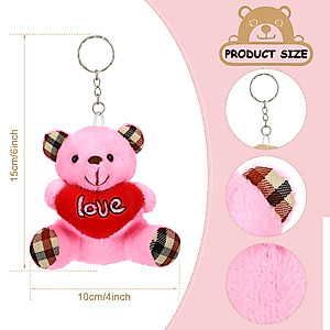 Chivao 16 Pieces Heart Bear 3.5 Inch Plush Bear Toy Stuffed Mini Bear with Heart I Love You Bear Stuffed Animals Bears for Valentine's Gift Keychain Wedding Birthday Party