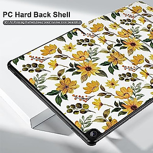 TWOLSKOO Case for Amazon Fire Max 11 Tablet (13th Generation, 2023 Release), [Sleep/Wake Support] Trifold & Shockproof Hard Back Shell Stand Cover - Sunflowers FMX490