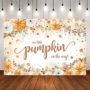 Aprophic Pumpkin Baby Shower Backdrop Fall Baby Shower Decorations Banner Our Little Pumpkin is On The Way Thanksgiving Baby Shower Background Photo Booth Studio 7x5ft
