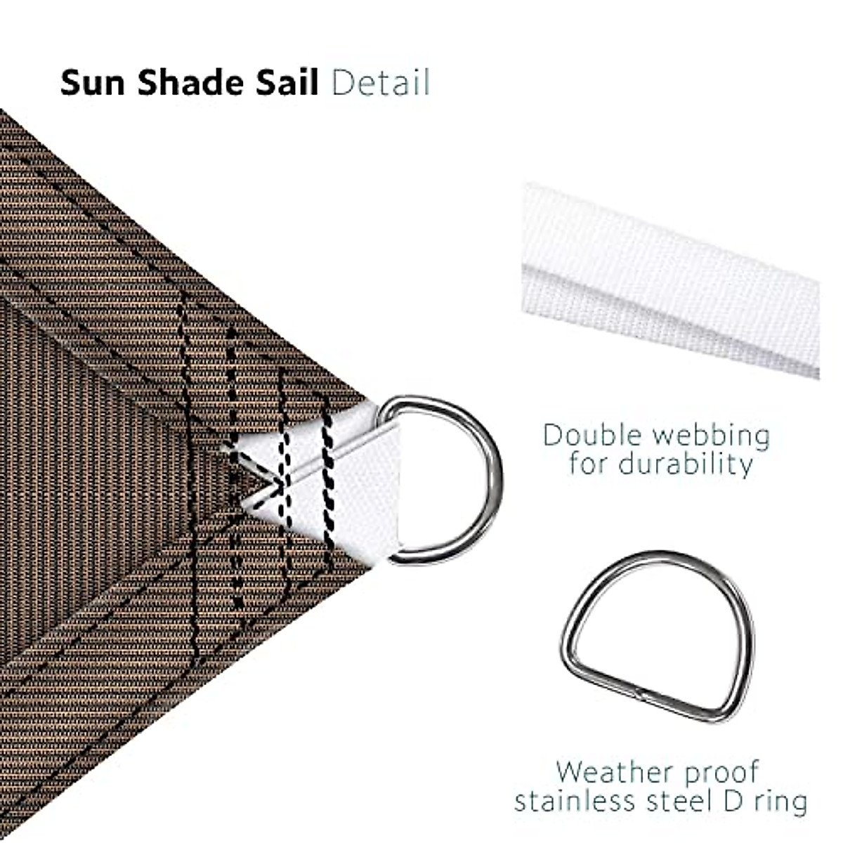 ECOOPTS 22'x22' Sun Shade Sail Rectangle Canopy Cover for Outdoor Patio Pergola Backyard Garden 180GSM HDPE Fabric 95% UV Blockage (Brown)