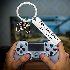 TGBJE Game Controller Keychain - Funny Gamer Gift for Gaming Fans and Enthusiasts - Can I Just Finish This Game