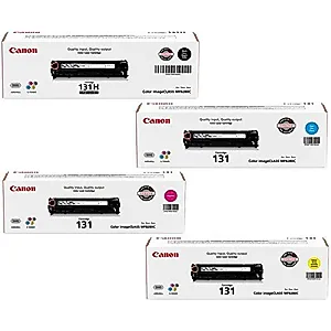Genuine Canon CRG-131 Toner 4-Pack w/High Yield Black, Standard Yield Cyan, Magenta and Yellow