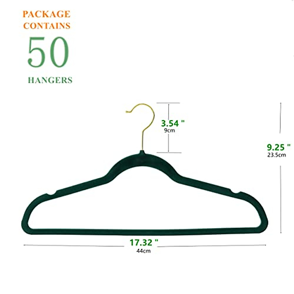 SYNHOZZ Velvet Hangers ，Green Non-Slip Suit Felt Hangers,Ultra Thin Space Saving 360 Degree Gold Hook Clothes Hangers Huggable Hangers Velvet for Suits,Coats,Jackets,Pants,Dress (50 Pack, Green
