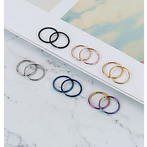 Masedy 12Pcs 20G 316L Stainless Steel Nose Rings Hoop Tragus Cartilage Septum Ring Lip Piercing 10MM