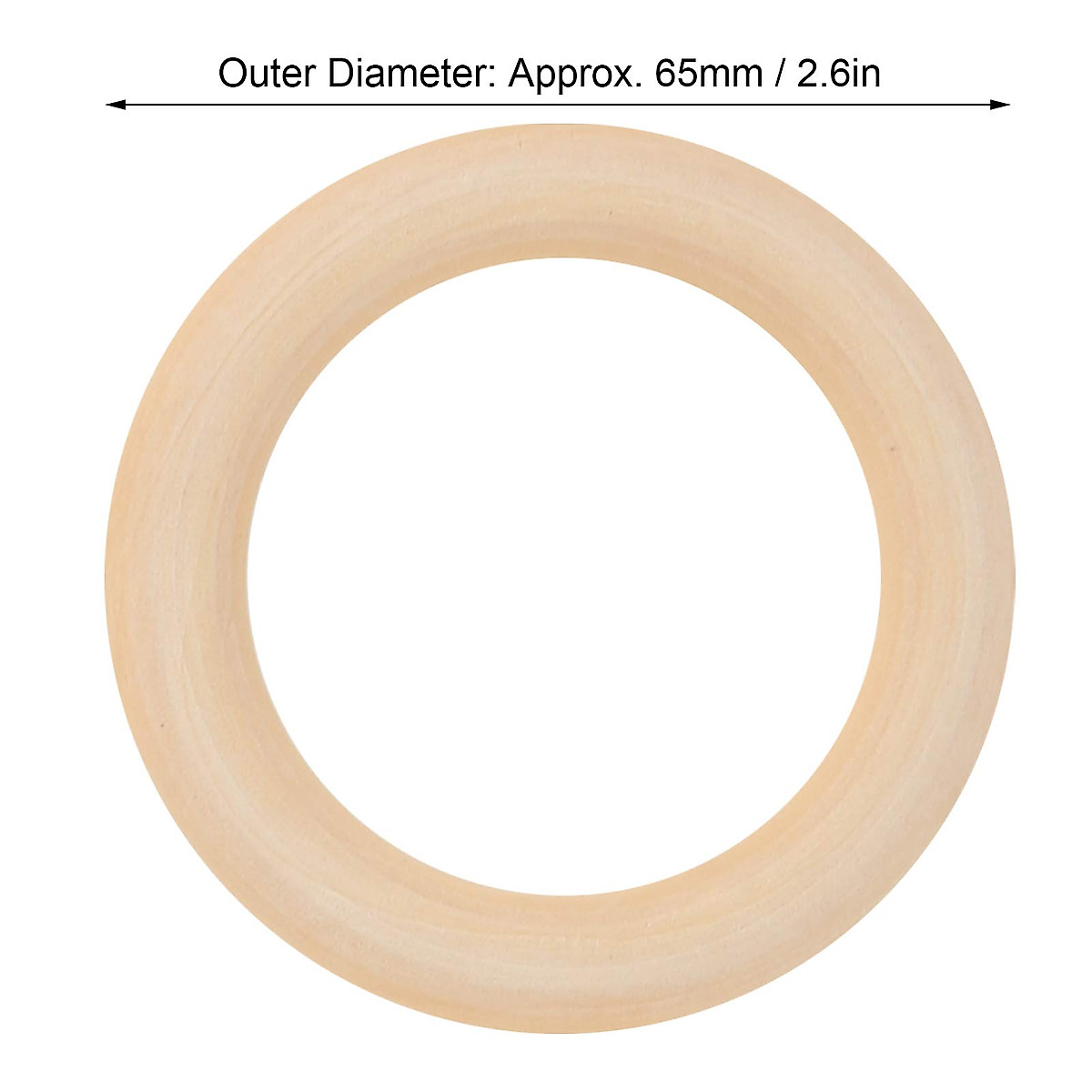 10Pcs Wood Teething Rings, 65mm Baby Unfinished Wood Circles Without Paint, Smooths Wood Circles for Crafts DIY Teething Ring, Jewelry Pendant Connectors (Wood Color-65mm)