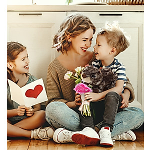 DolliBu Happy Mother's Day Super Soft Lying Marmot Plush Figure - Cute Stuffed Animal with Pink Heart Message for Best Mommy, Grandma, Wife, Daughter - 11" Inches