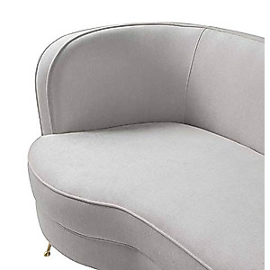 TOV Furniture Flare Modern Glam Curved Living Room Sofa, 91", Cream