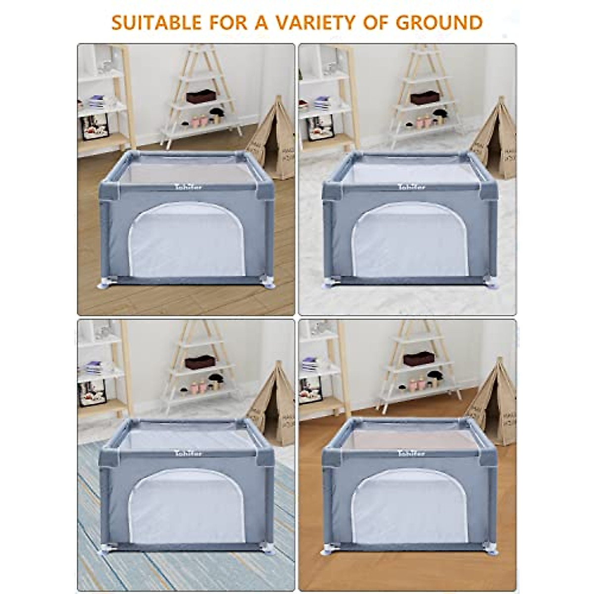 Baby Playpen, Baby Playard Small Space for Toddler with Gate, BPA-Free, Non-Toxic, Safe No Gaps Play Yards, Indoor & Outdoor Kids Activity Center with Anti-Collision Foam Protection - 36"x36"x26.5"