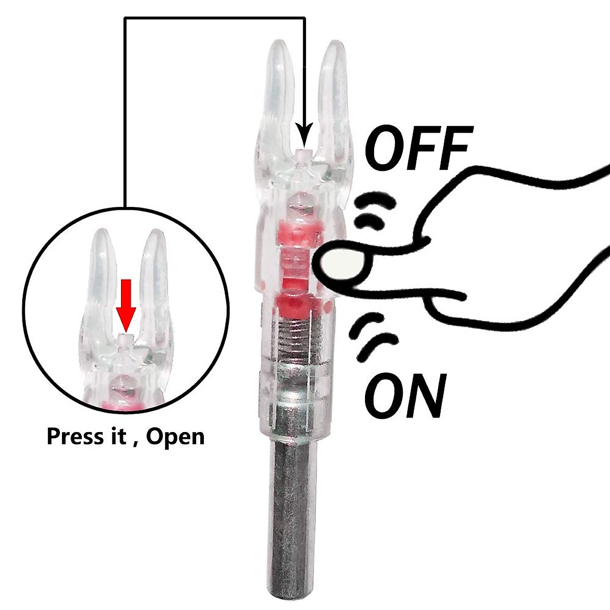 6PCS-New Lighted Nocks for Arrows with .244"/6.2mm Inside Diameter Led Nocks with Switch Button for Archery Hunting (Red)
