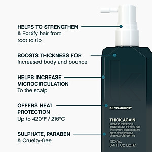 KEVIN.MURPHY THICK.AGAIN - Hair Treatment for Men - For Fine or Thinning Hair - Hair Thickening - Heat Protection - Thickness for Body & Bounce - 100 mL / 3.4 fl oz