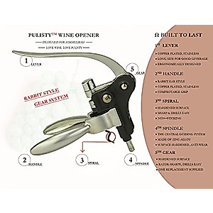 Pulisty Bunny Wine Bottle Opener Set With Stand (Silver or Gold),3 options+Bundles, Screwpull Wine Opener Set, Corkscrews for Wine Bottles, Wine Corkscrew Wine Opener, Easy Wine Opener Manual