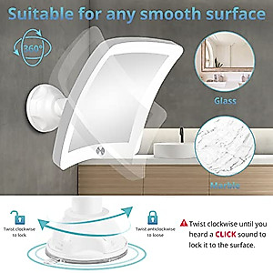 Fabuday 20X Magnifying Mirror with LED Light, Upgraded Lighted Makeup Mirror with Magnification, Portable Magnified Travel Mirror for Bathroom, Square