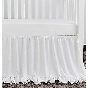 Crib Ruffle Skirt Baby Girl Boys Nursery Bedding Dust Ruffle (White)