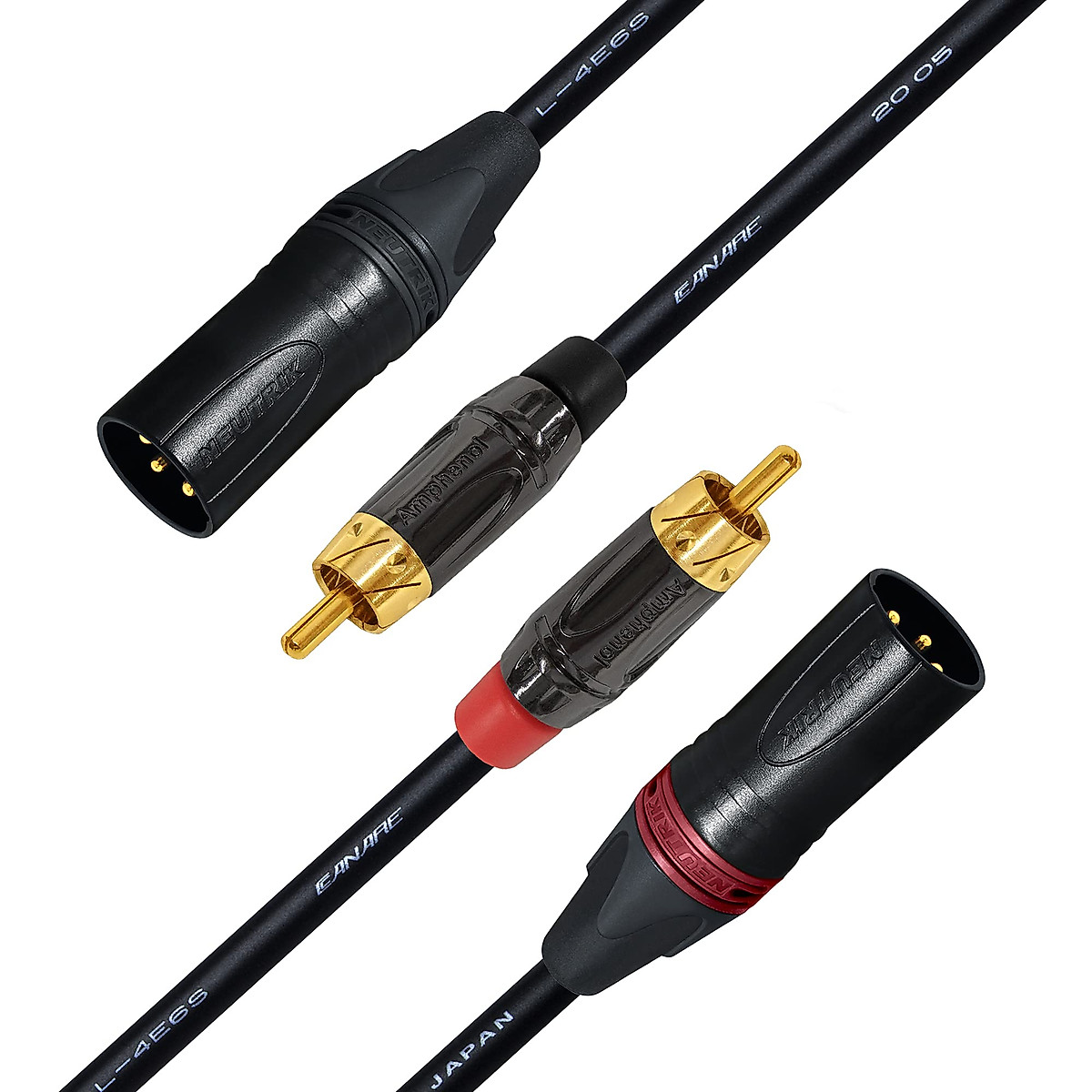 WORLDS BEST CABLES 6 Foot - RCA to XLR (Male) Cable Pair - Canare L-4E6S Star-Quad Audio Interconnect Cable & Amphenol ACPL RCA & Neutrik Male XLR Gold Plugs - CUSTOM MADE