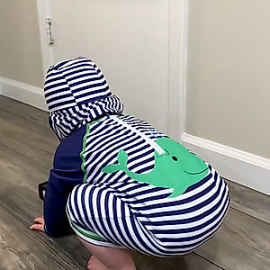 Toddler Boy Swimsuit 6-12 Months Baby Boys One Piece Sunsuit with Sun Hat Long Sleeve Whale Zip Bathing Suit Green Swimwear