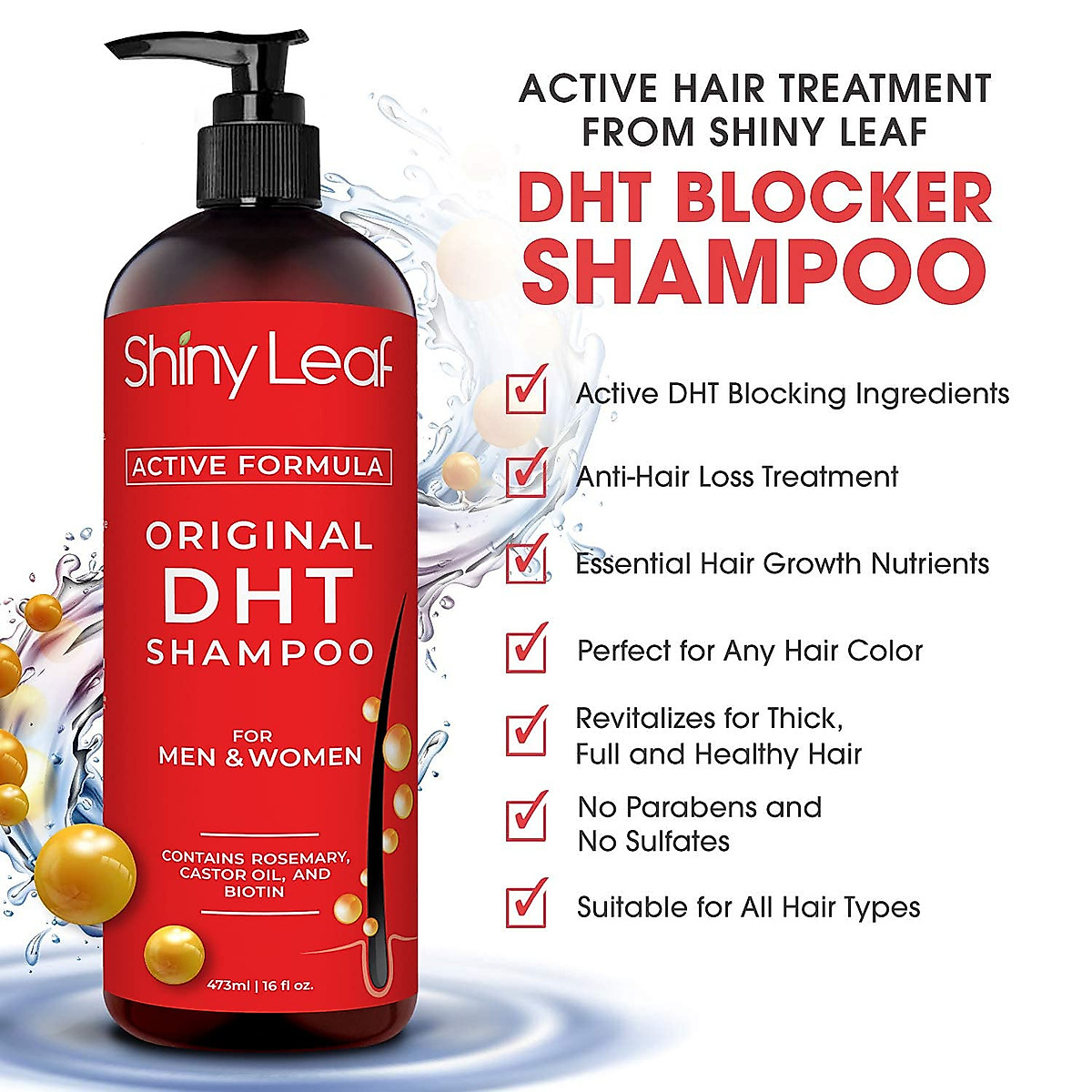 DHT Blocker Shampoo and Conditioner for Hair Loss with Biotin for Men, Women, Anti-Hair Loss Treatment for Thinning Hair, for Hair Growth and Regrowth (Shampoo+Conditioner+enHAIRgy Bundle)