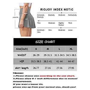 RIOJOY Tennis Skirts for Women with Pockets Inner Shorts Cross High Waisted Golf Athletic Running Workout Sports Outfits(A# V-Waist Grey,S)