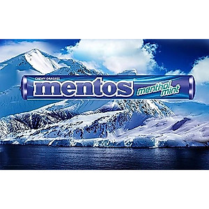 Menthol Mint Chewy Candy Rolls - Dragees Cooling Menthol and Smooth Non Melting Fun Party Travel Office 1.32 Oz Pack of 12