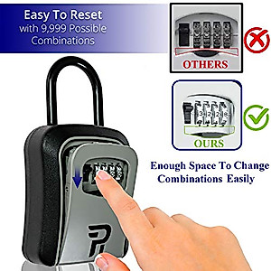 Key Lock Box for Outside - Rudy Run Portable Combination Lockbox for House Keys - Key Hiders to Hide a Key Outside - Waterproof Key Safe Storage Lock Box (With Shackle)