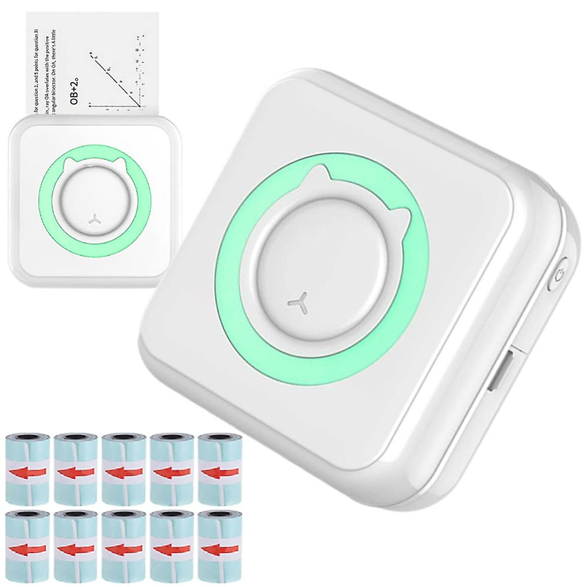 soputry InstaProud - Portable Sticker Printer, Mini Printer Sticker Maker Pocket Thermal Printer, Mini Label Receipt Printer for Photos Diaries Memos Study Notes (Blue and 10 Sticker Rolls)