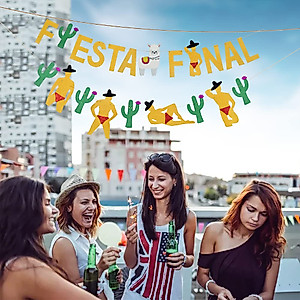 Ecore Fun Banner Mexican Fiesta Theme Party Decor Bachelorette Party Decor Supplies, include Bachelorette Party Fiesta Banner, Glittery Cactus Men Pattern Garland, Fiesta Paper Fans for Party Supplies
