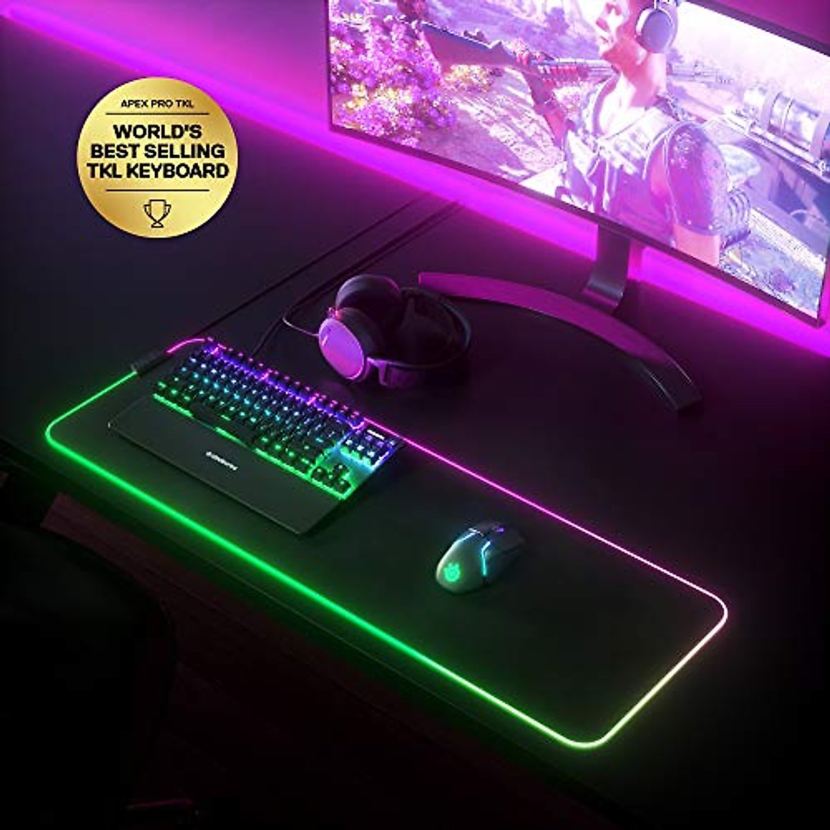SteelSeries Apex Pro TKL - Mechanical Gaming Keyboard - Adjustable Actuation Switches - OLED Smart Display - Compact Form - French AZERTY Layout