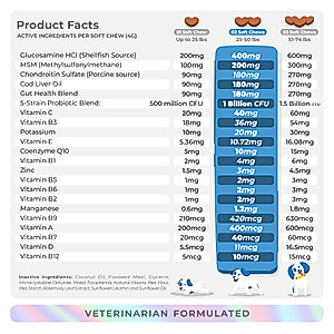 10 in 1 Multivitamin for Dogs - 90 Soft Chews - Hip and Joint Support with Glucosamine and Chondroitin - Cod Liver Oil & Vitamins with Coq10 for Skin & Heart Health, Gut & Immune Support