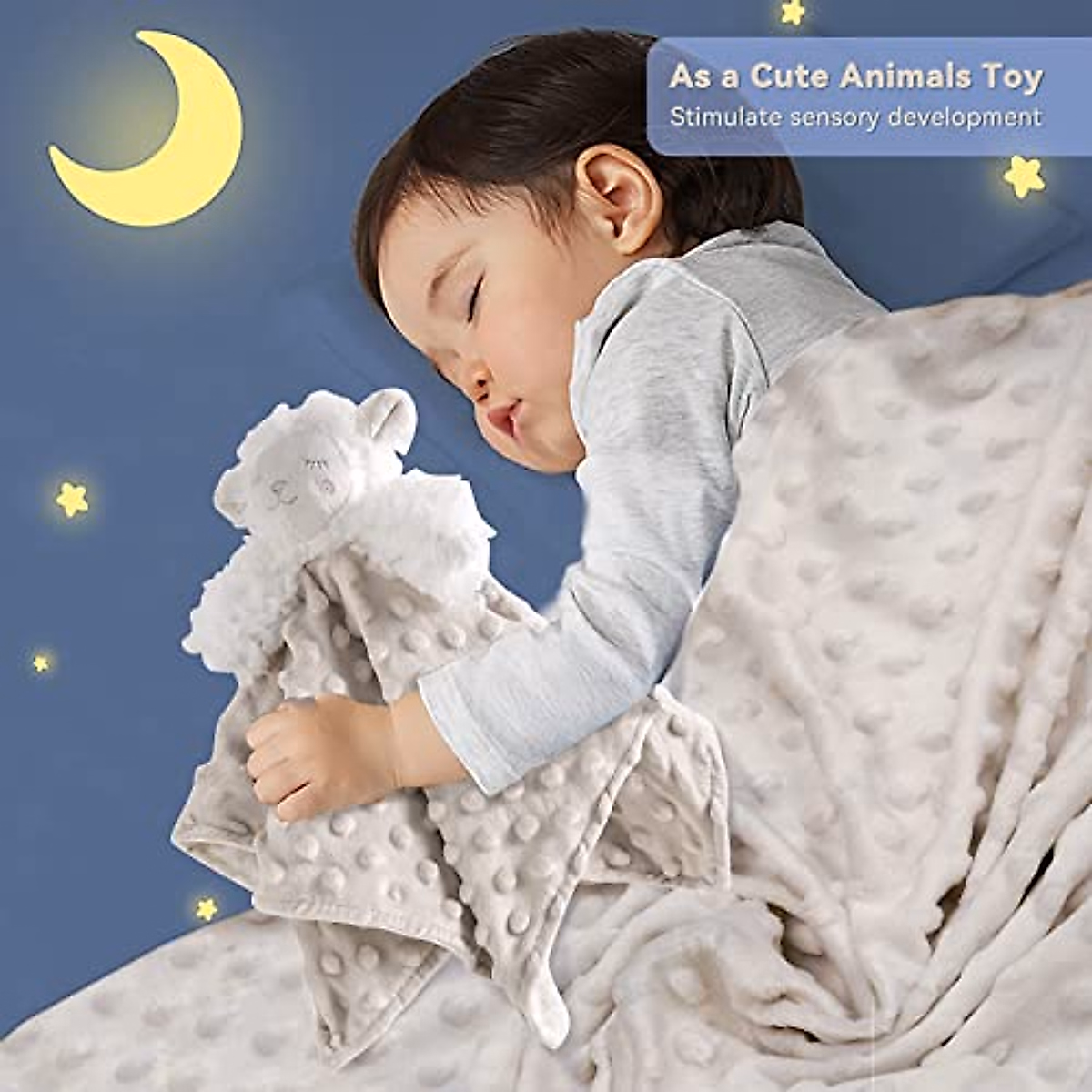 Truwelby Security Blanket Set of 2, 30x40” Infant Plush Blanket &16” Minky Dot Fabric Sweet Loveys for Babies, Baby Blankets with Stuffed Animals, Baby Snuggle Blankie Baby Gifts for Boys and Girls