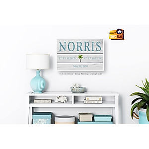 Custom Family Name with GPS Coordinates and State Wall Art for Housewarming, Wedding, or Anniversary Gift (Framed Canvas, 24" x 36")