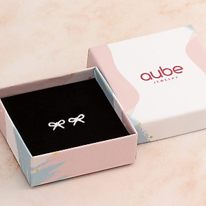 AUBE JEWELRY Hypoallergenic 925 Sterling Silver Bow Stud Earrings for Women