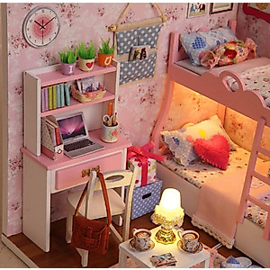 Flever Dollhouse Miniature DIY House Kit Creative Room with Furniture for Romantic Valentine's Gift(Because of Meeting You)