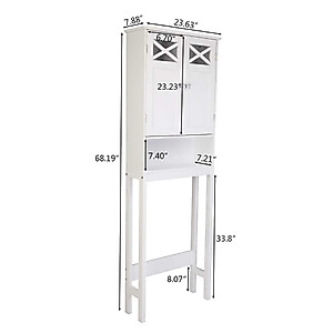 Multi-Function Holder Shelf w/ 2 Doors Tower Storage Over The Toilet Organizer Modern Design Bathroom, Balcony, Laundry Space Saver, Home Office