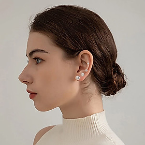 12 Pairs Pearl Stud Earrings, Hypoallergenic Surgical Steel Round Ball Beads Stud Earrings Set for Women Teen Girls（6mm 8mm 10mm 12mm）