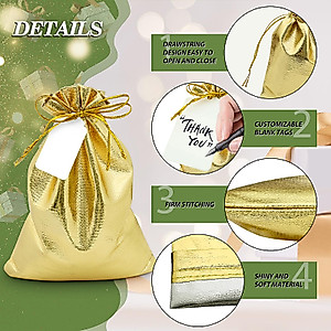 DOYIDE 50Pcs Gold Drawstring Gift Bags, 8x12in Jewelry Bags Drawstring Pouches, Shiny Wedding Party Favor Bags, Sachet Bags Empty for Birthday Party Christmas Baby Shower Candy Favors